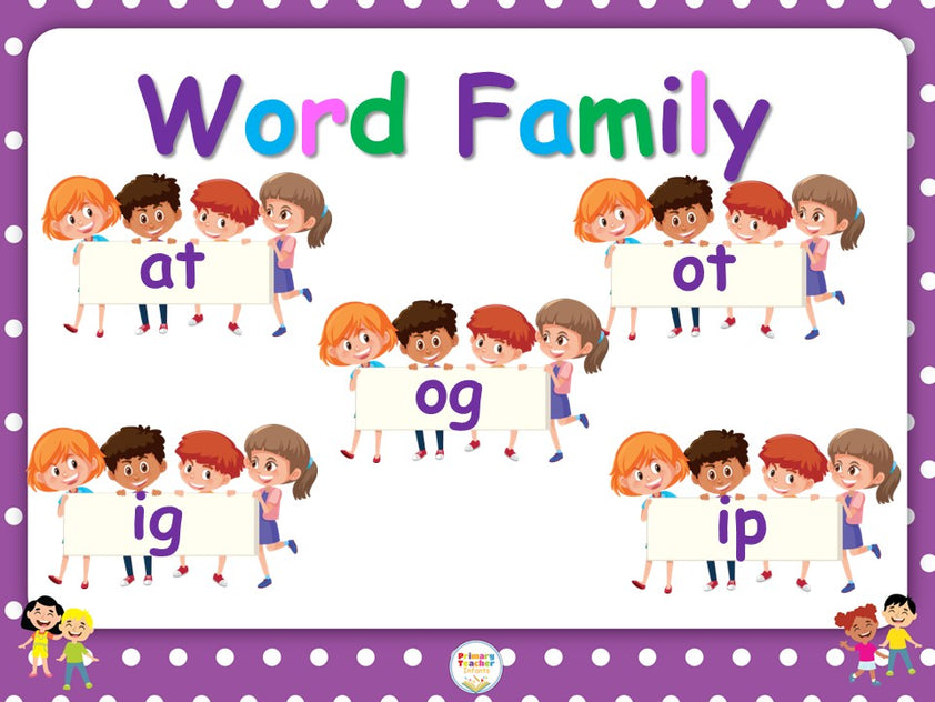 Word Family Rhyme Bundle 1 - og, ig, ot, ip & at - nearly 3 free inclu ...
